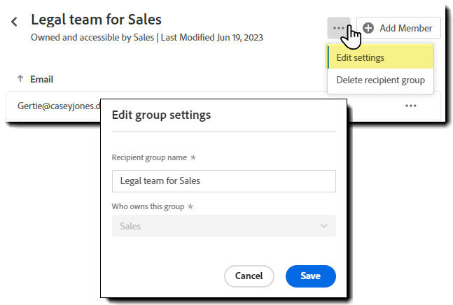 Reusable recipient groups